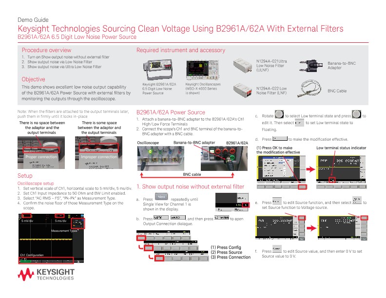 Sourcing Clean Voltage Using B2961A/62A with External Filters PDF Asset Page | Keysight